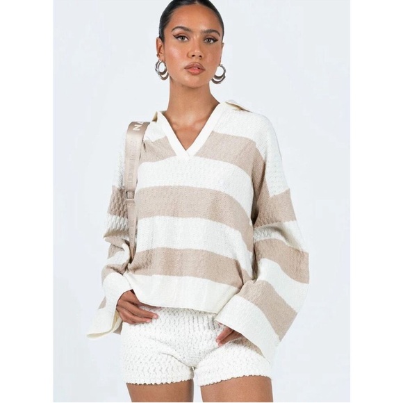 Princess Polly | Sweaters | Princess Polly Rick Oversized Stripe Collar ...